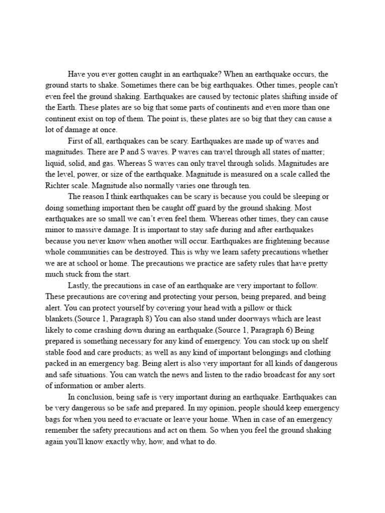 Essay On Natural Disasters | PDF | Earthquakes | Geophysics