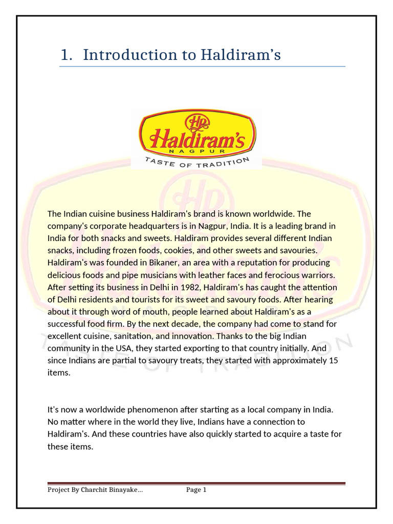 Market Survey of Haldiram | PDF | Indian Cuisine | Consumer Behaviour