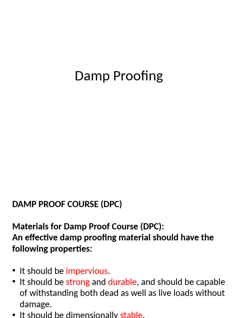 Damp Proofing | PDF | Concrete | Roof