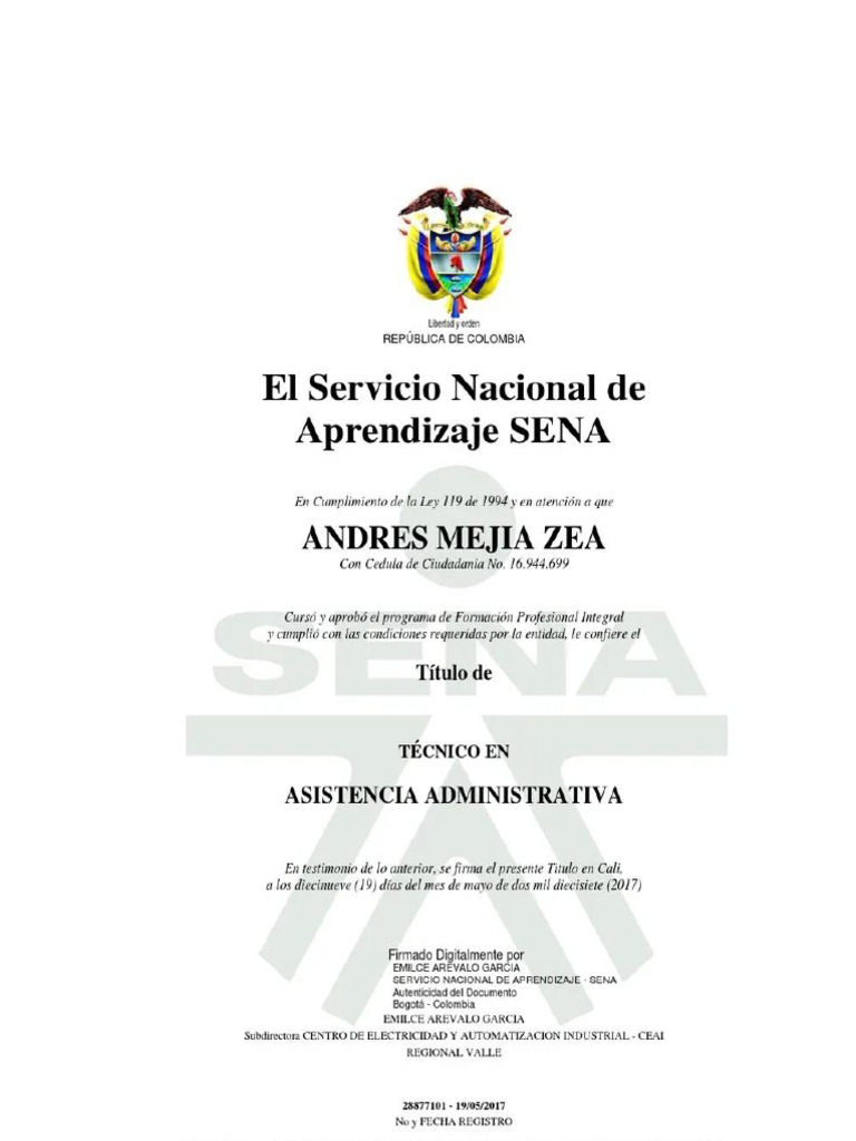Certificado Sena | PDF