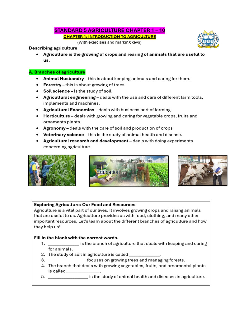 Agriculture Overview for Grade 5 Students | PDF | Agriculture | Plough