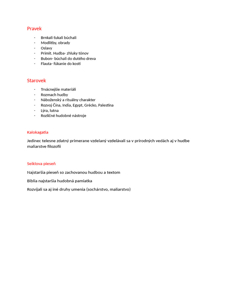 Poznámky Dejiny Hudby - 7.r. | PDF