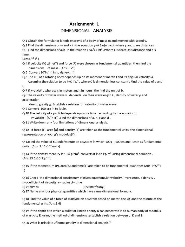 Dimensional Analysis | PDF