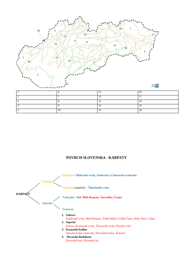 Povrch Slovenska - Slepá Mapa | PDF