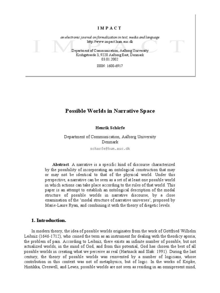 Possible Worlds in Narrative Space | PDF | Modal Logic | Narrative