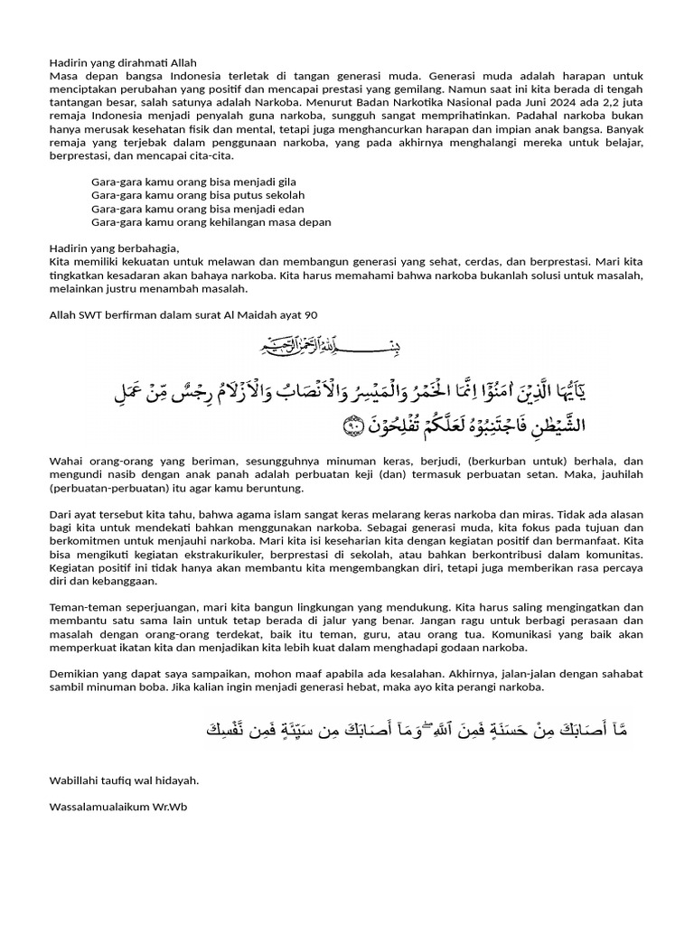 Teks Pidato Bindo Porseni 2024 | PDF