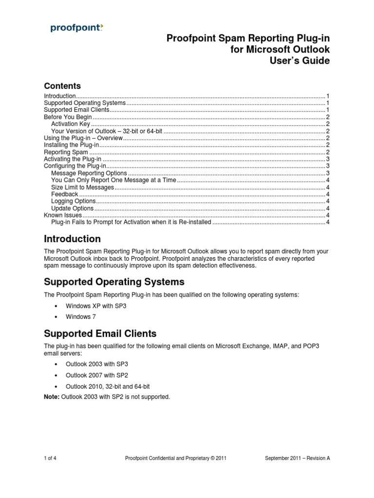 Proof Point Spam Reporting Outlook Plugin User | PDF | Microsoft ...