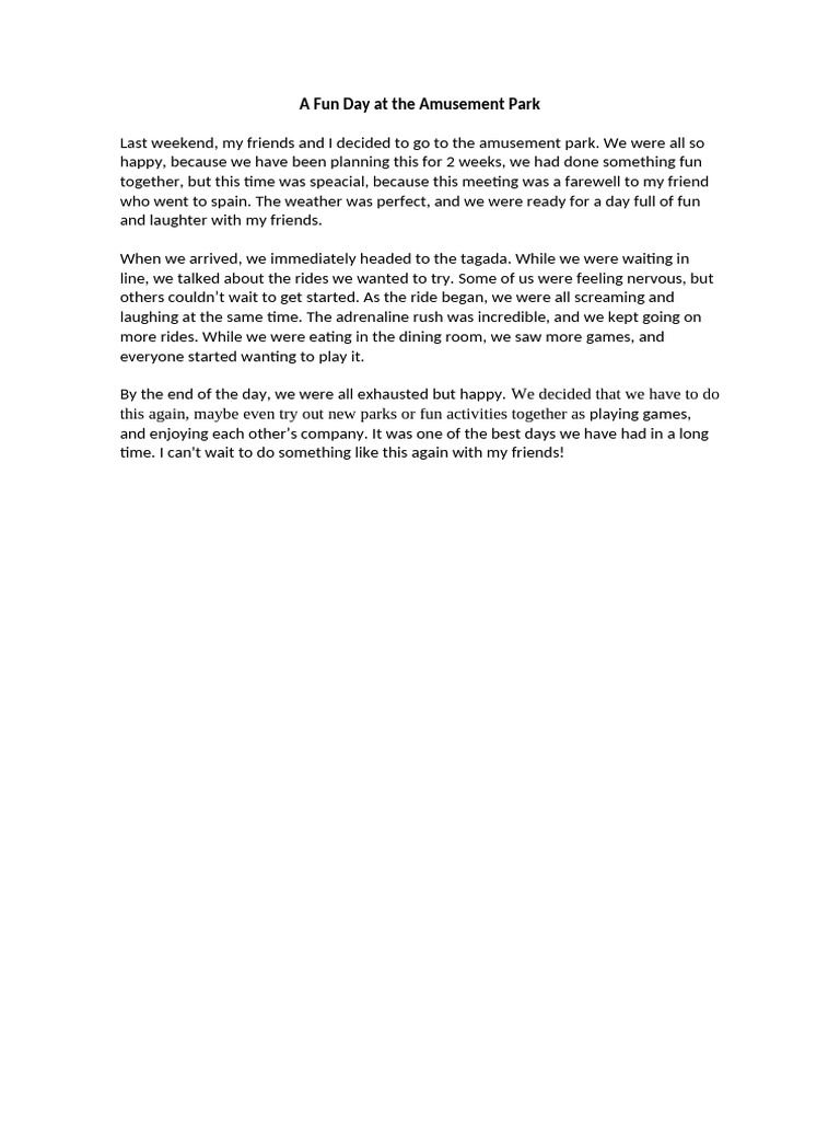 A Fun Day at The Amusement Park | PDF