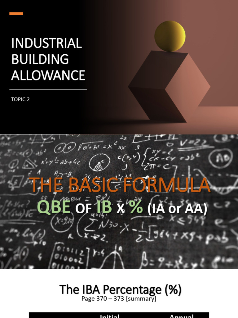 CHAPTER 4-2 ON INDUSTRIAL BUILDING ALLOWANCE v.2021 | PDF | Taxation ...