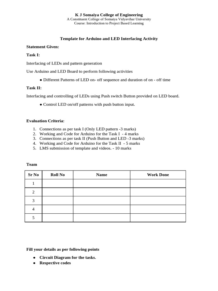 Template For Activity 6 (Arduino) | PDF