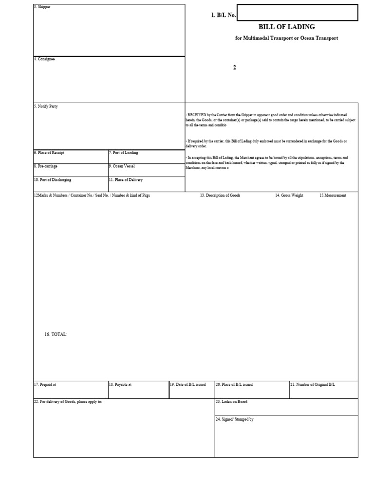 MBL Fix | PDF | Bill Of Lading | Cargo
