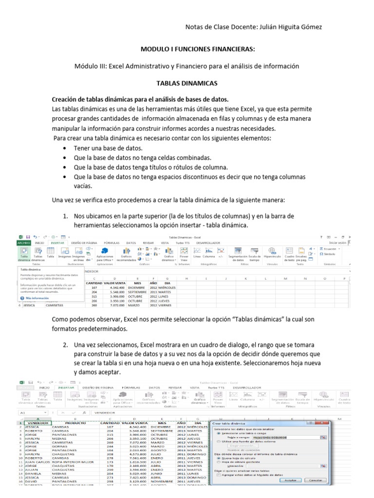 Notas de Clase Modulo I | PDF | Interés | Microsoft Excel