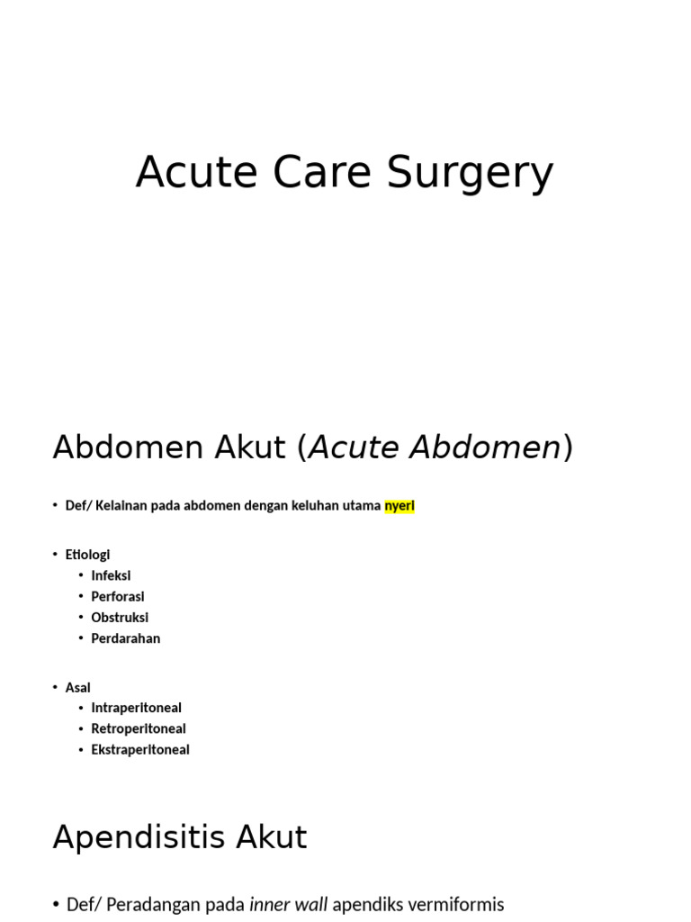 Acute Care Surgery - Acute Abdomen | PDF