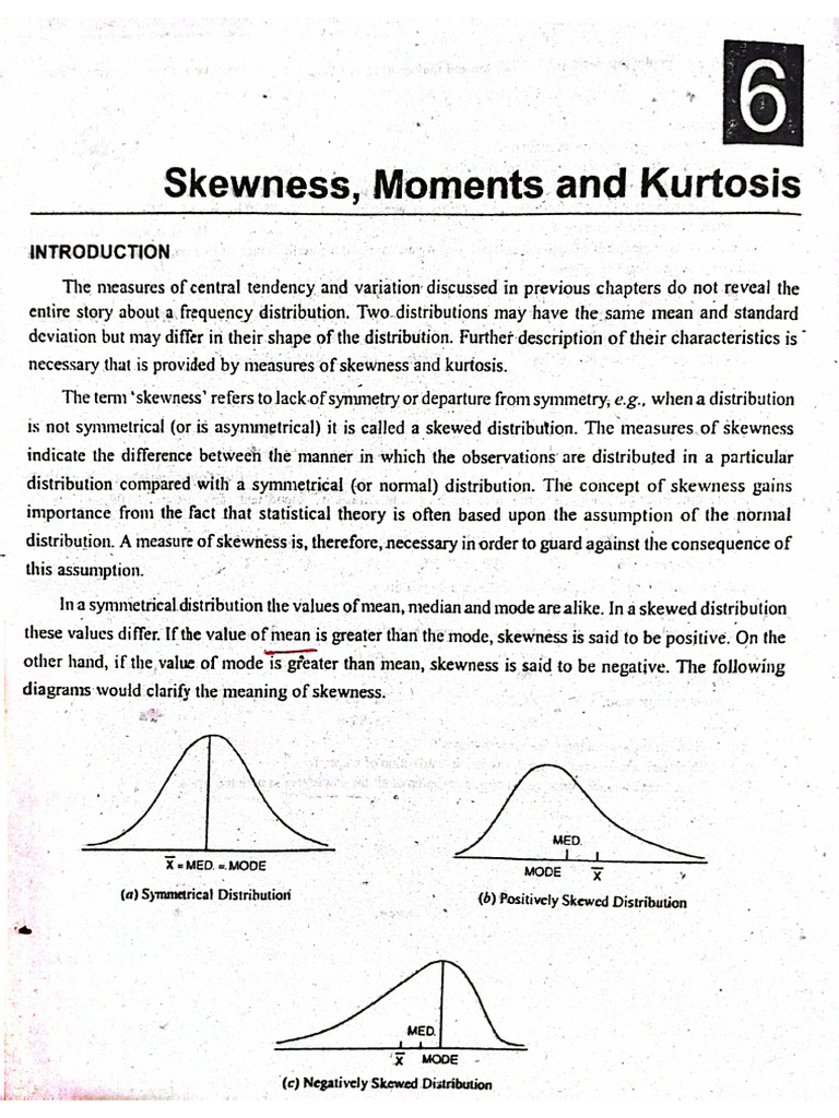 Skewness, Moments & Kurtosis | PDF