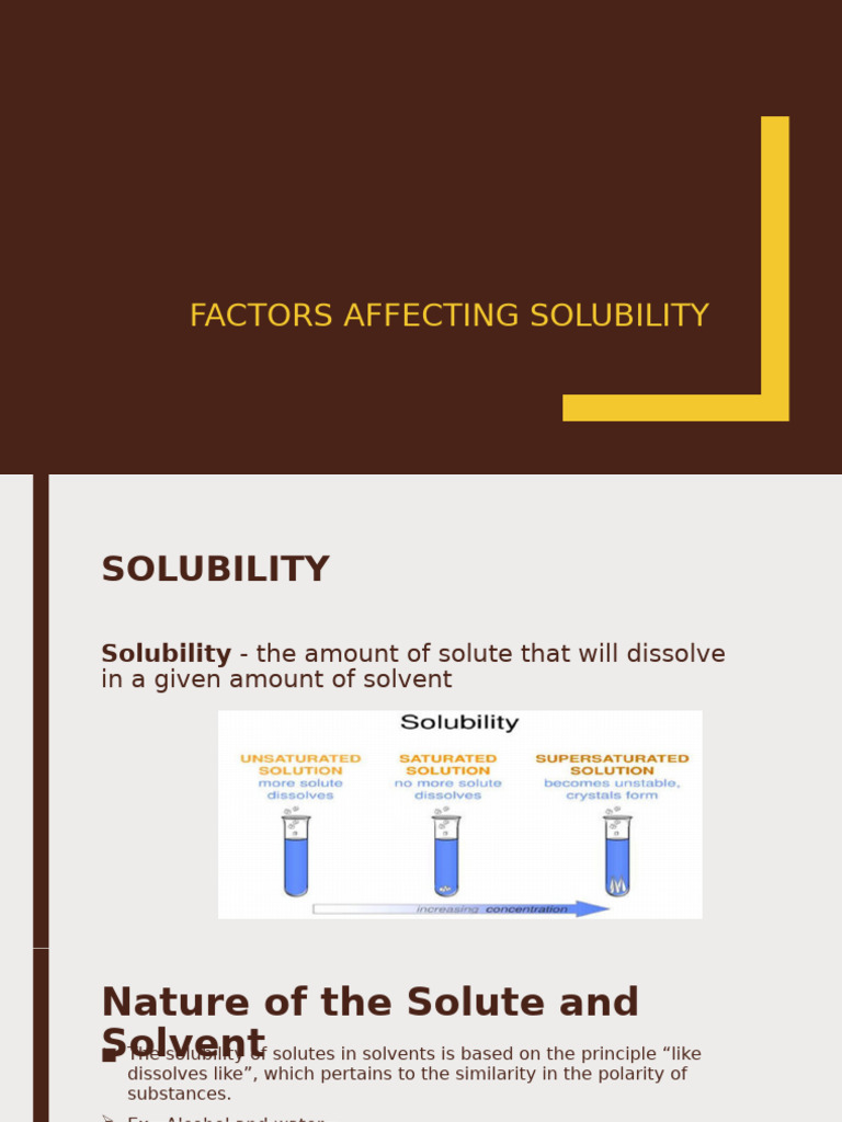 Factors Affecting Solubility 2 | PDF | Solubility | Osmosis