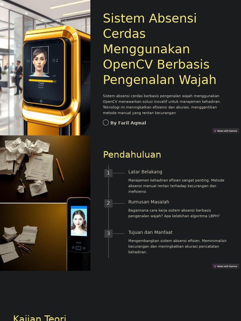 Sistem Absensi Cerdas Menggunakan OpenCV Berbasis Pengenalan Wajah | PDF