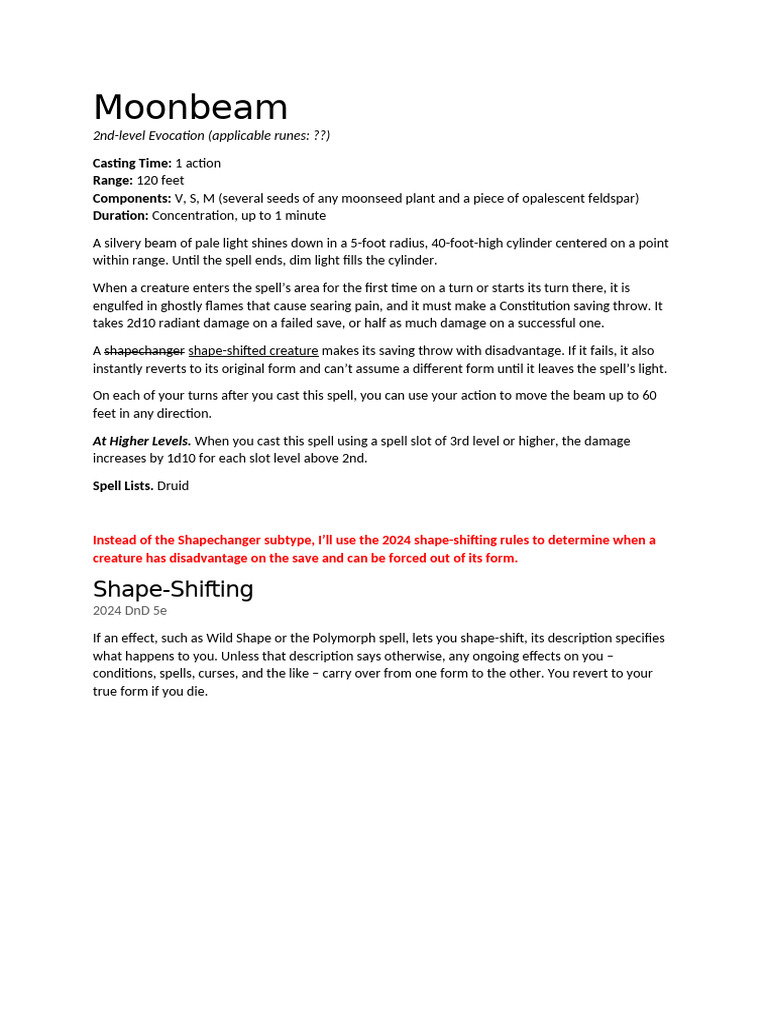 Moonbeam Spell Overview for D&D 5E | PDF