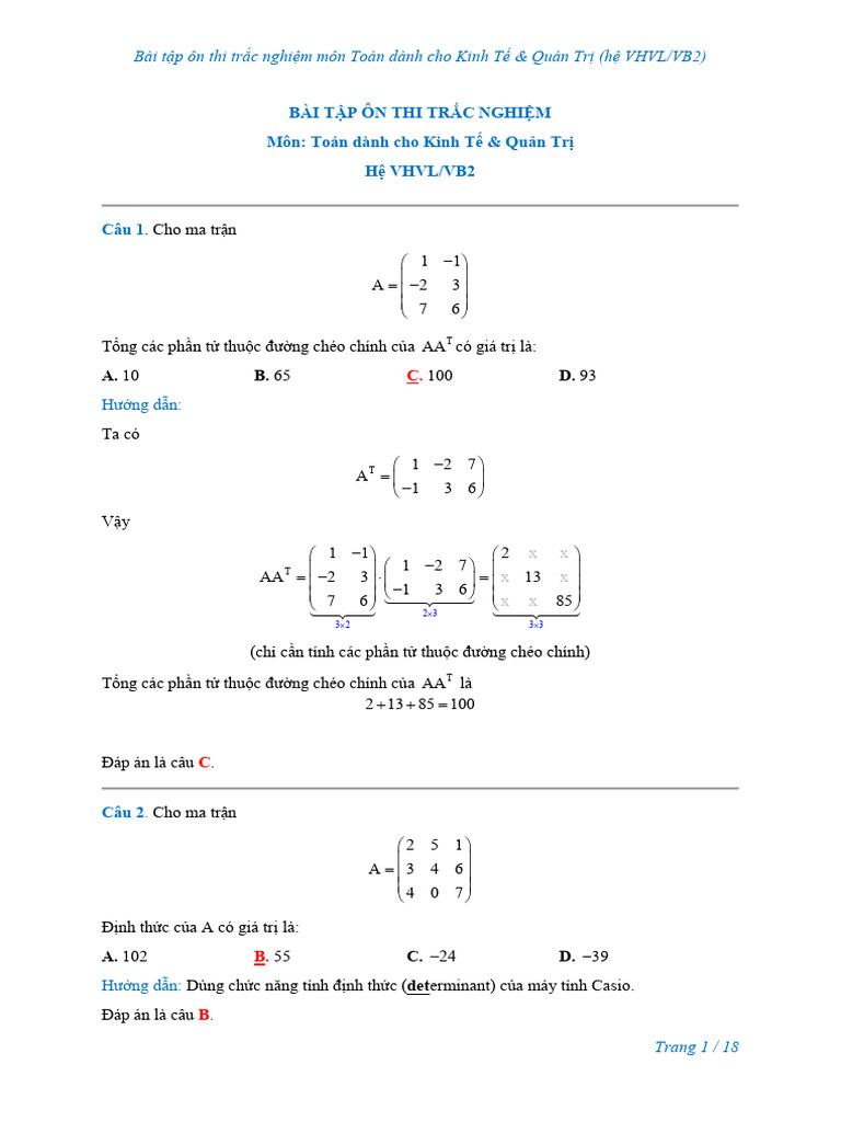 Bộ 25 câu hỏi ôn thi trắc nghiệm hệ tại chức và VB2 | PDF