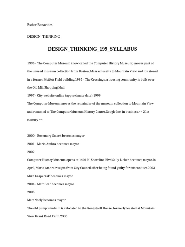 Design Thinking 199 Syllabus | PDF