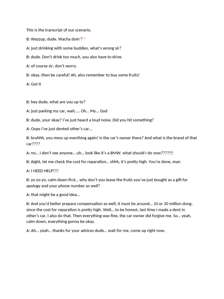 This Is The Transcript of Our Scenario | PDF