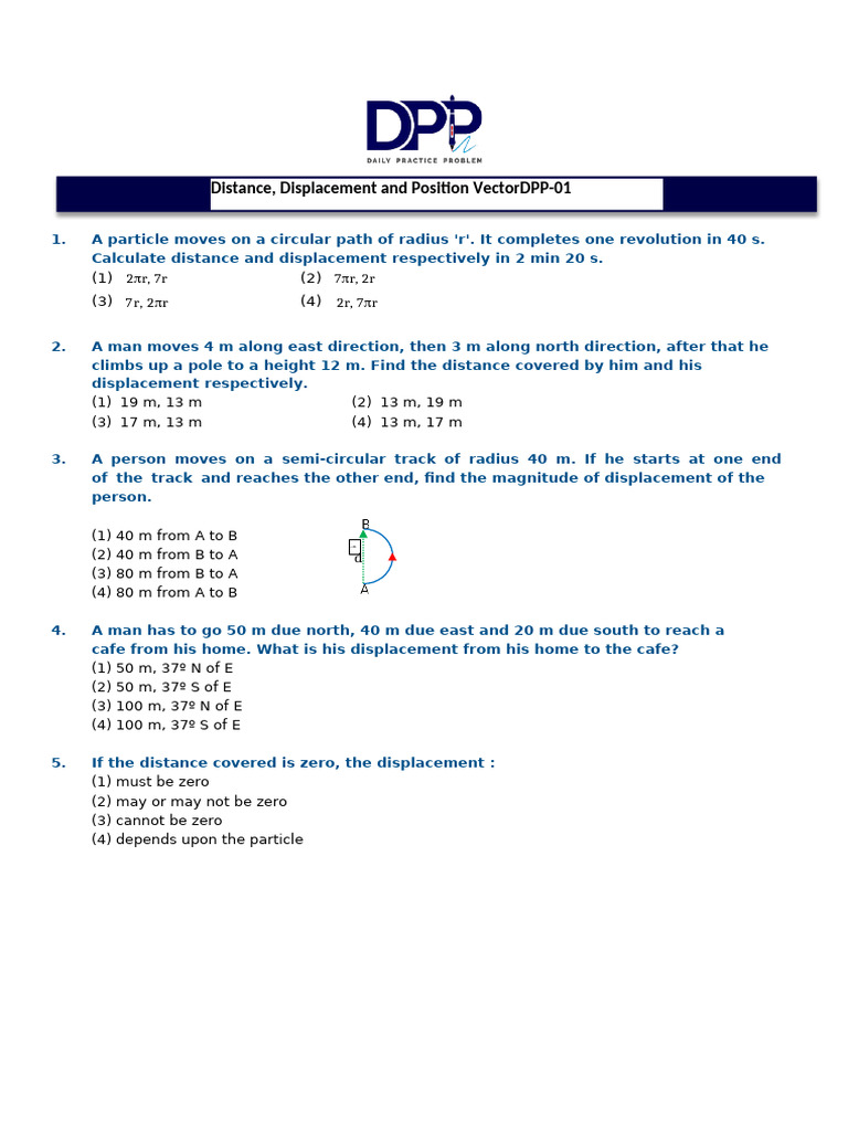 Motion in A Straight Line (1D) | PDF | Distance | Classical Mechanics