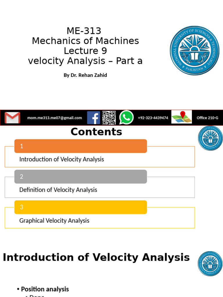 Lecture 9 Velocity Analysis Part A Pdf Euclidean Vector Velocity