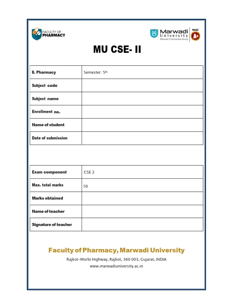 Mu Cse 2 Cover Page | PDF | Wellness