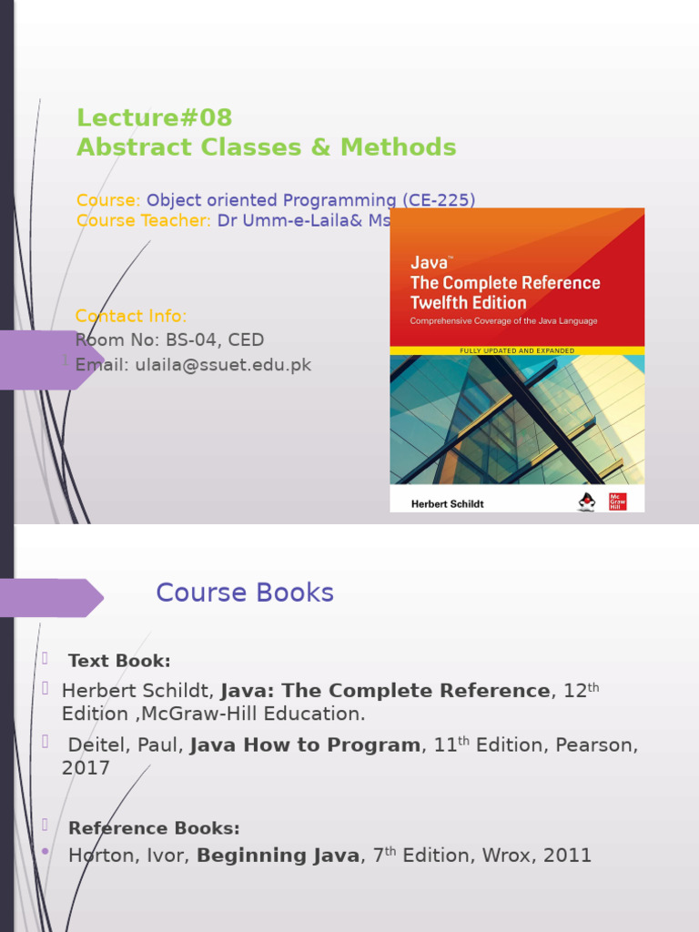 Lecture 9 Abstract Classes And Abstract Methods Pdf Class Computer Programming Method