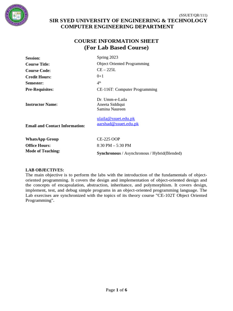 Oop Lis Spring 2023 Pdf Method Computer Programming Class Computer Programming