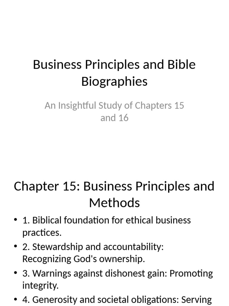Biblical Business Ethics & Life Lessons | PDF