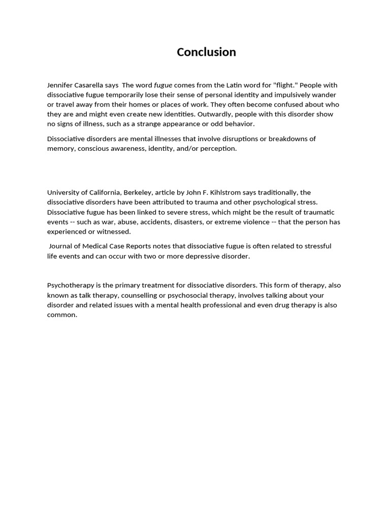 Understanding Dissociative Fugue | PDF