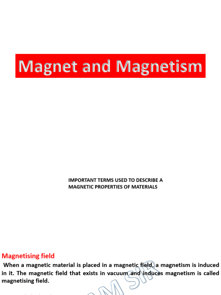 Chapter 5 Magnet N Magnetism Imp Notes For Half Yearly Exam | PDF ...