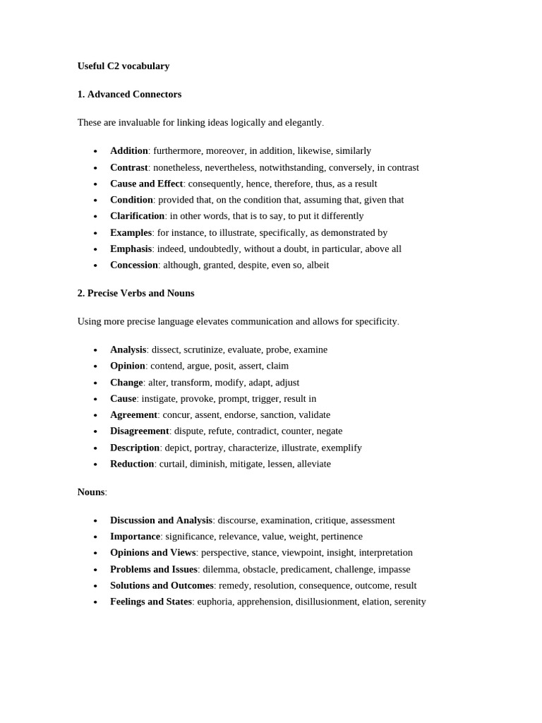 Useful C2 Vocab | PDF | Linguistics