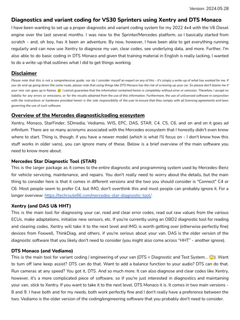Diagnostics and Variant Coding For VS30 Using Xentry and DTS Monaco ...