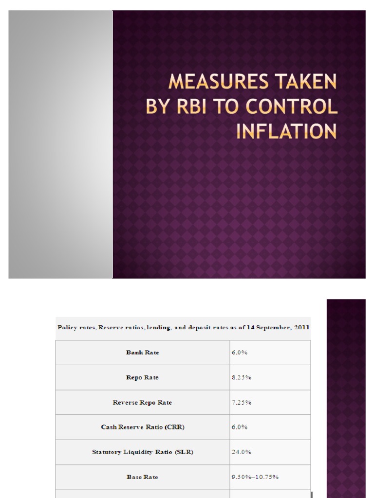 Measures Taken by RBI To Control Inflation | PDF | Business | Finance ...