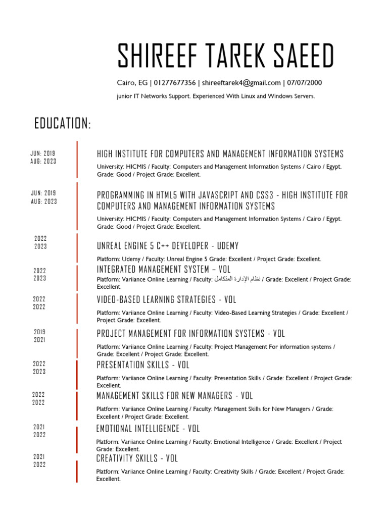 SHIREEF TAREK Cv | PDF | Usability | Software
