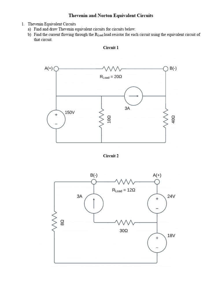 Thevenin and Norton Equivalent Circuits HW 2 | PDF