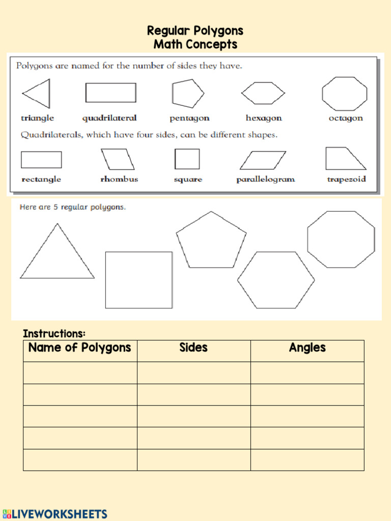 WORKSHEET - Regular Vs Irregular Polygons | PDF