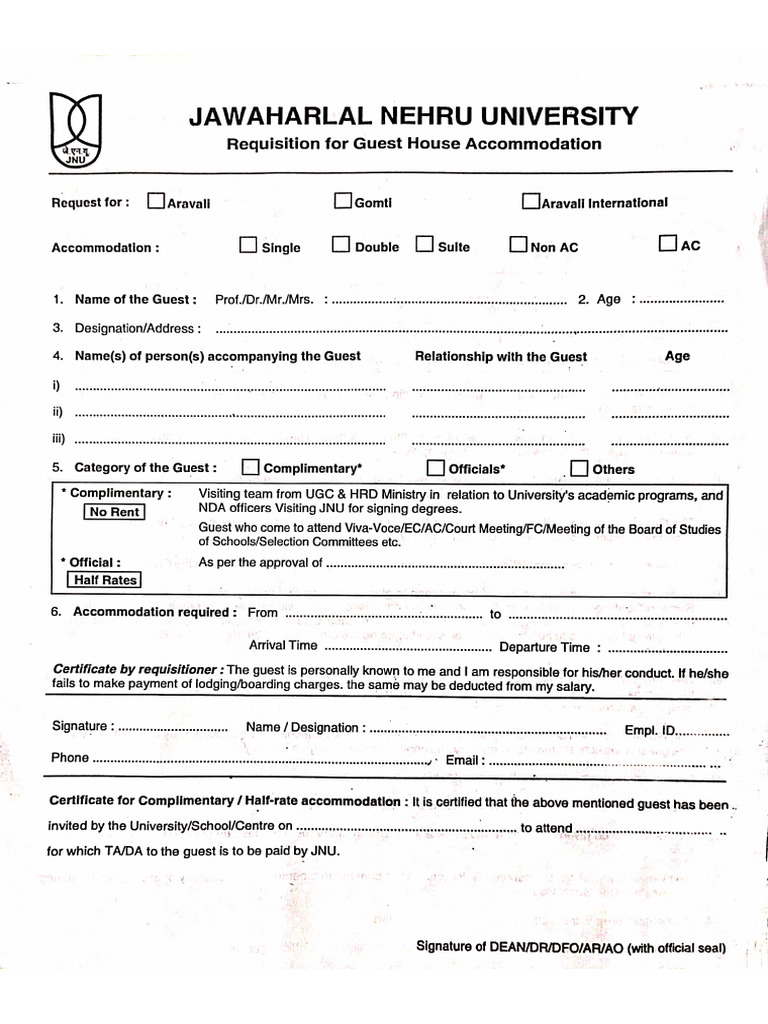 Guesthouse Form | PDF