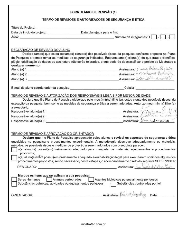 Formulario Preenchido Assinado Cópia | PDF | Negócios