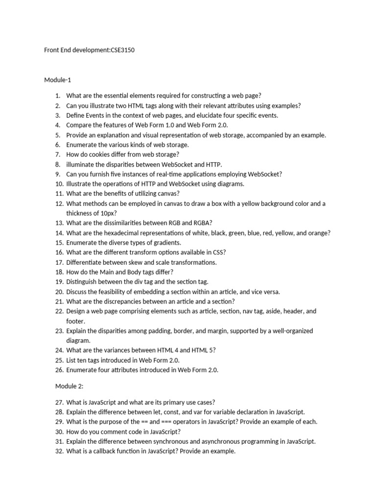 MT QB Cse3150 Fe | PDF | Java Script | Ajax (Programming) MT QB Cse3150 Fe | PDF | Java Script | Ajax (Programming)