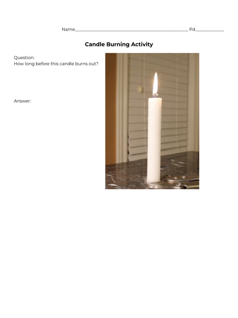 Candle Burning Worksheet | PDF | Technology & Engineering