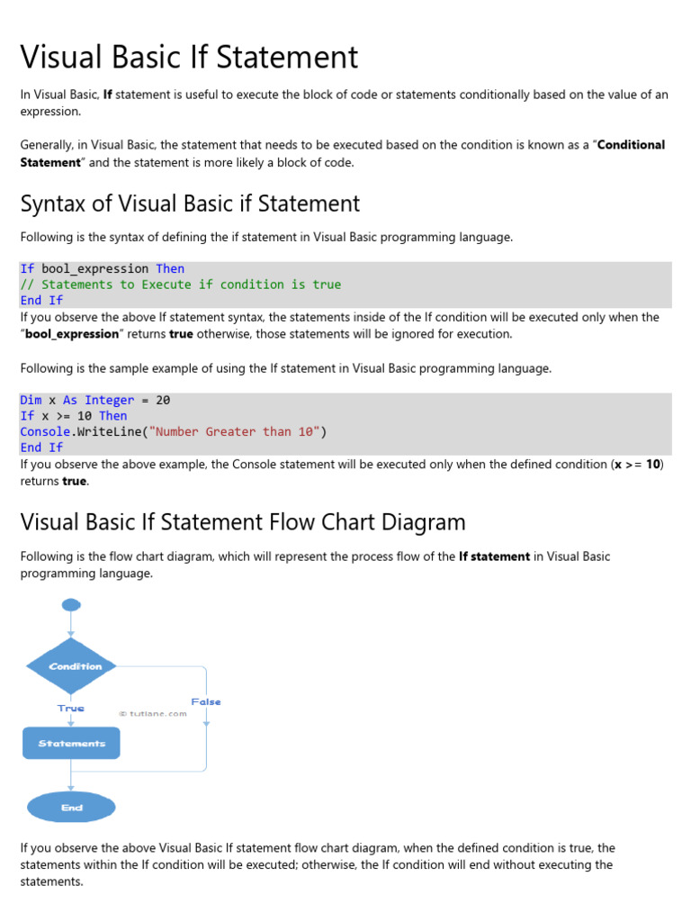 Visual Basic If Statement | PDF | Software Development | Computing