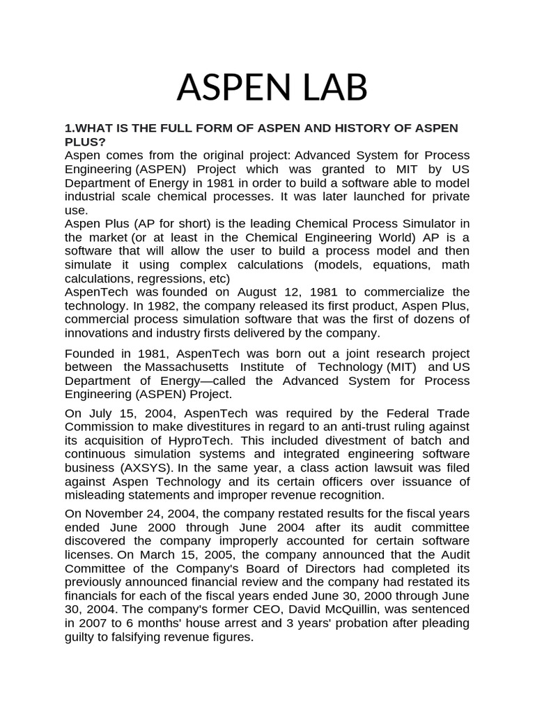 Aspen Lab | PDF | Chemistry