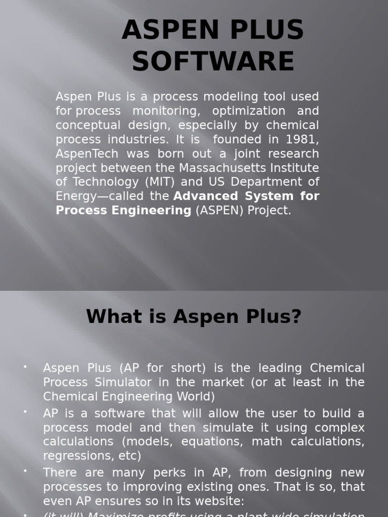 Aspen Plus Software | PDF | Solubility | Chemical Kinetics