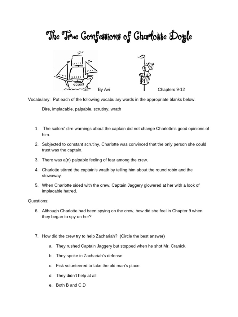 Charlotte Doyle Chapters 9-12 Summary | PDF | History