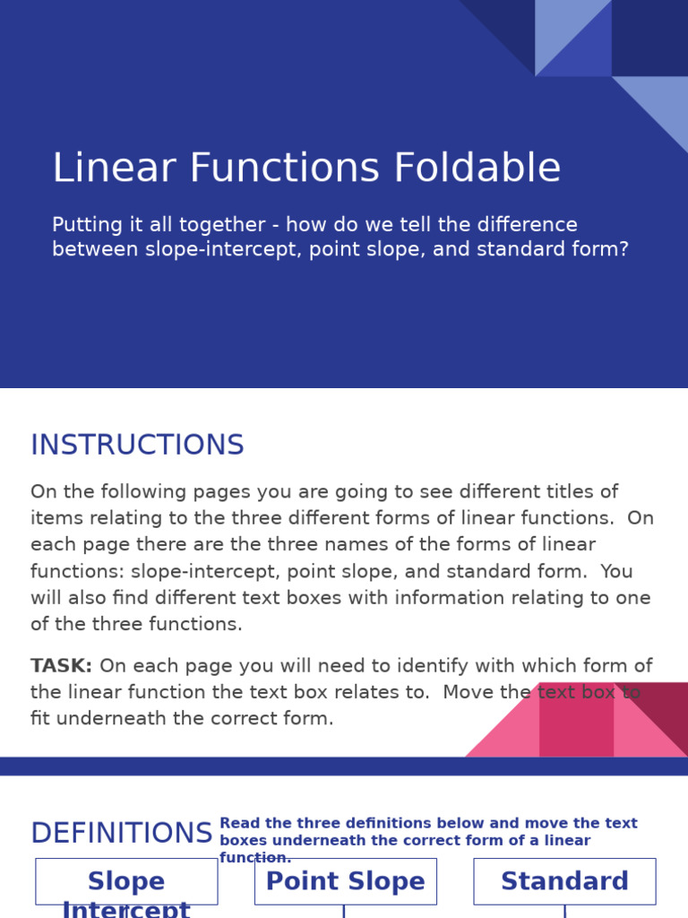Linear Functions Foldable | PDF | Function (Mathematics) | Slope