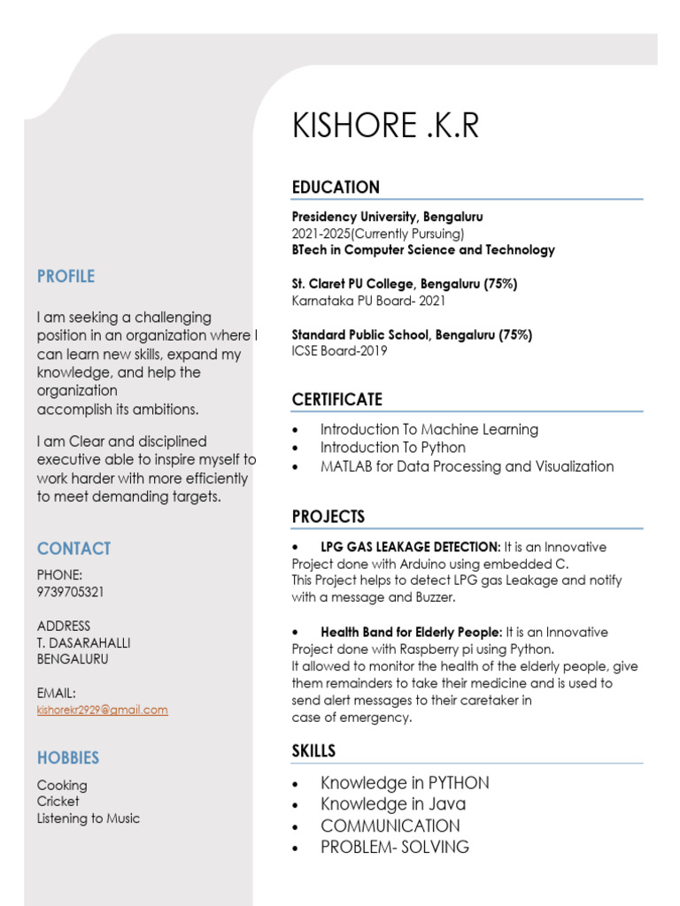 Kishore Resume | PDF