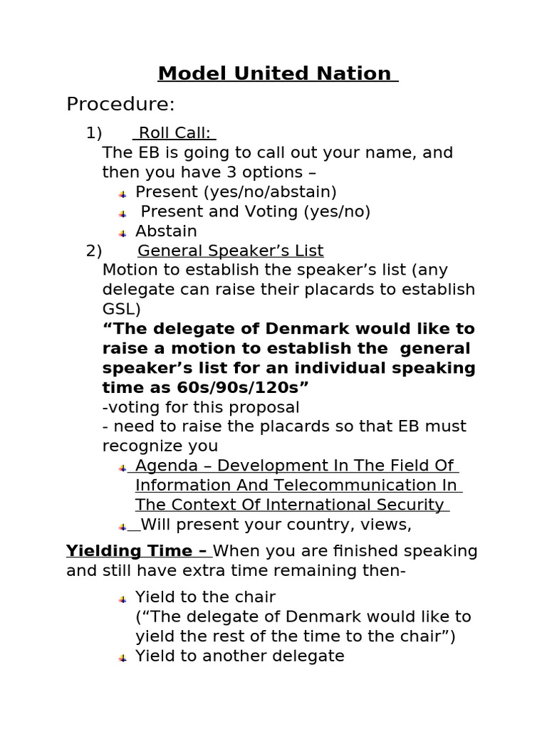 Model United Nation | PDF