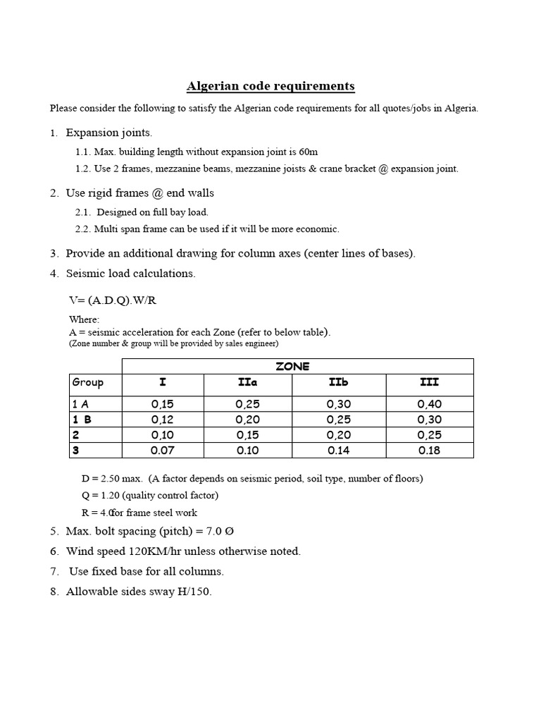 Algerian Code Requirements | PDF